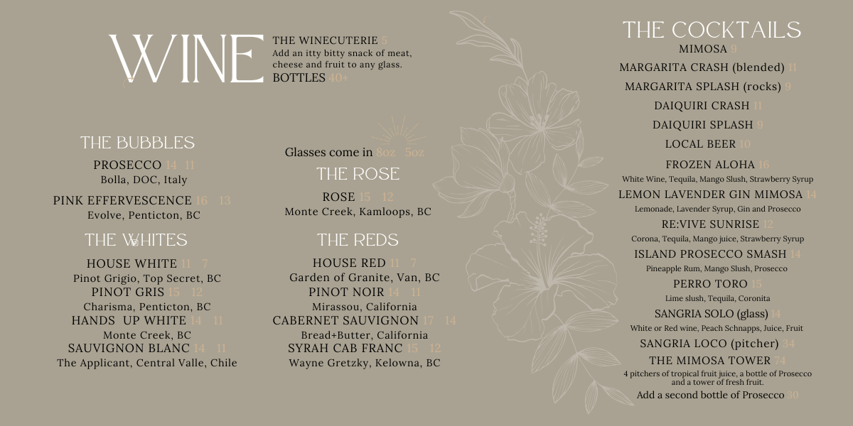 MENU | RE:VIVE BOUTIQUE BISTRO